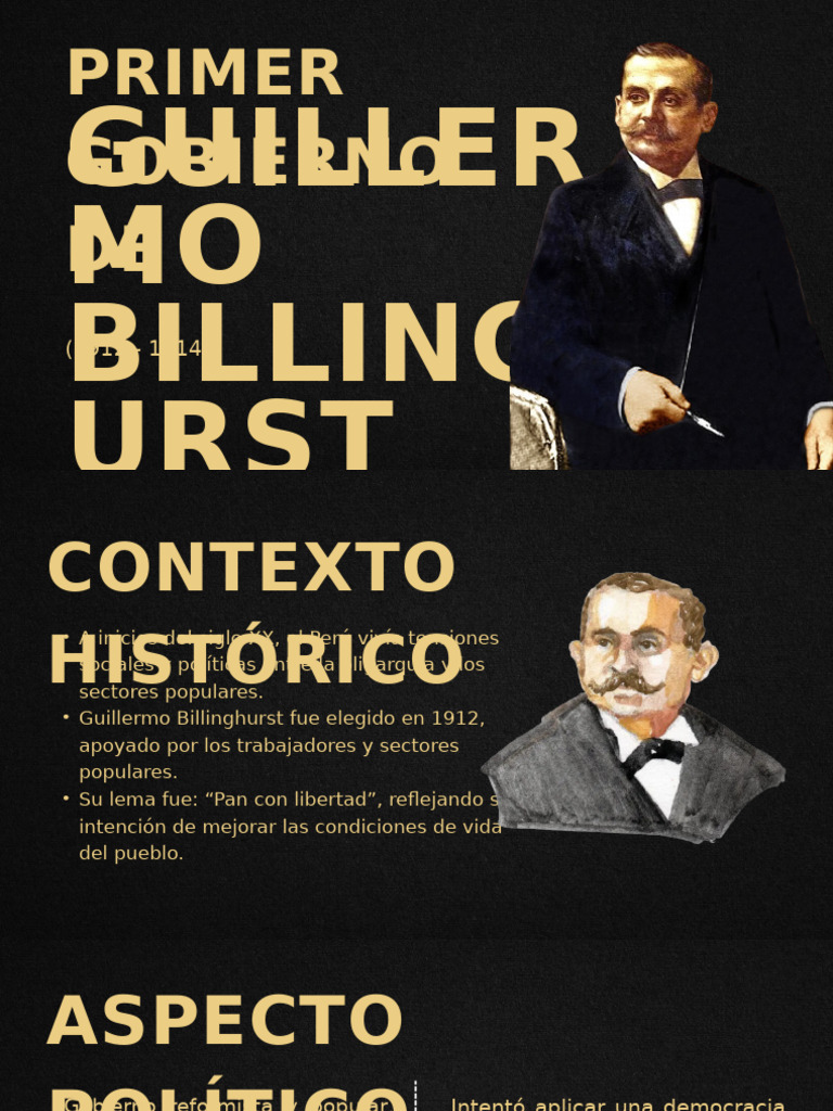 Primer Gobierno de Guillermo Billinghurst (1912 - 1914) | PDF ...