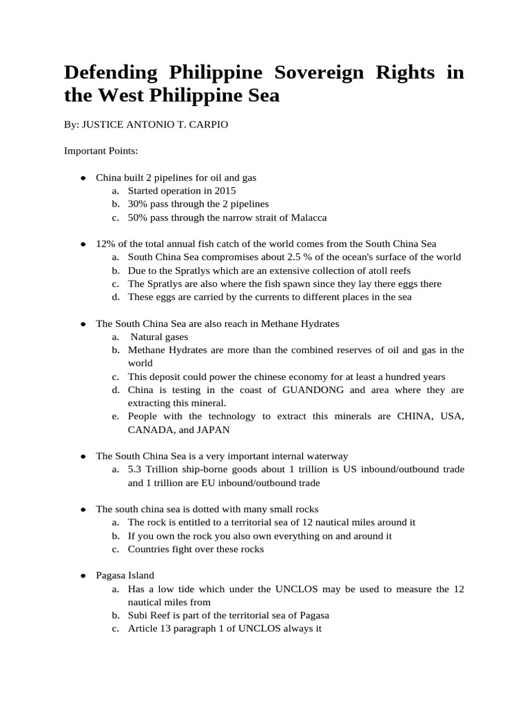 Philippine Sovereignty in West Sea | PDF | South China Sea | Sea