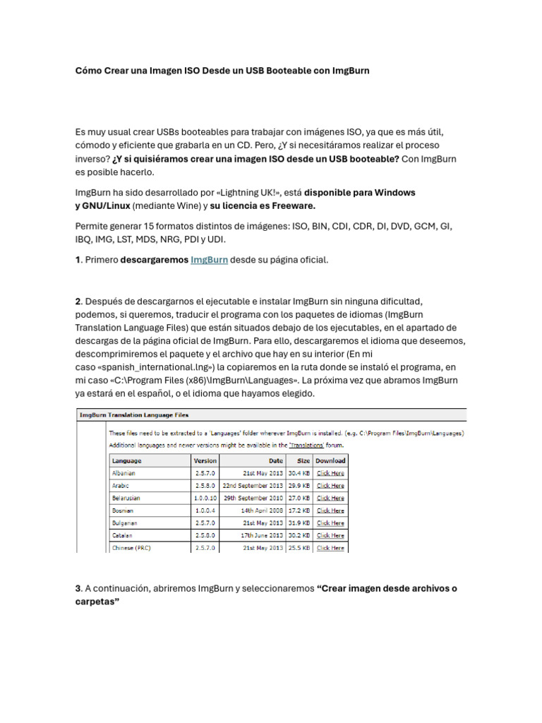 Cómo Crear Una Imagen ISO Desde Un USB Booteable Con ImgBurn | PDF