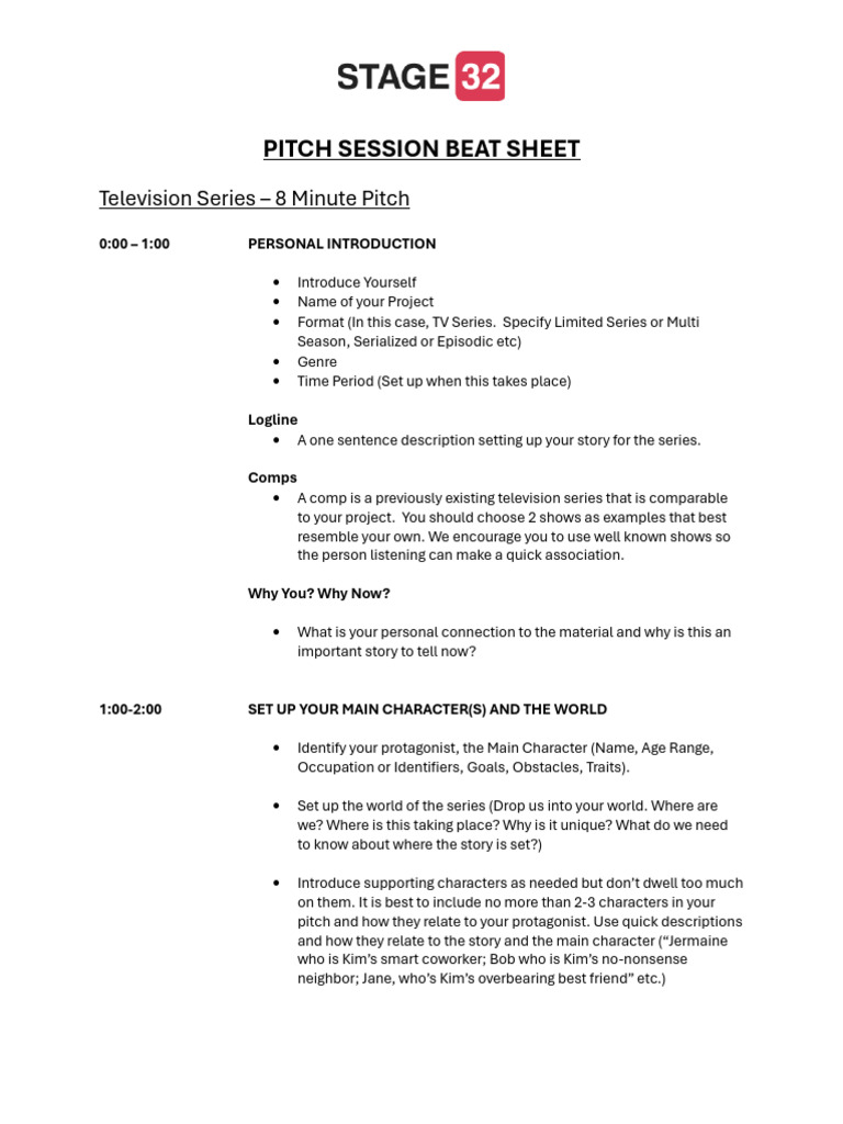 Pitch Session Beat Sheet - Television Script | PDF