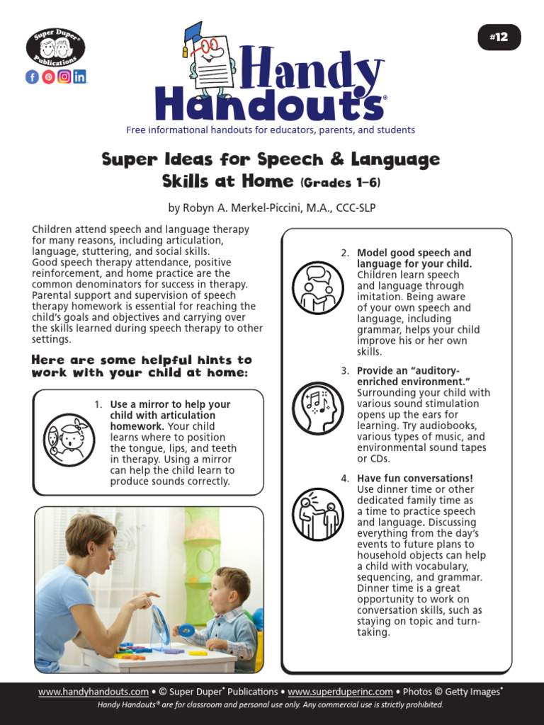 Super Ideas for Home Speech Practice | PDF | Speech | Learning