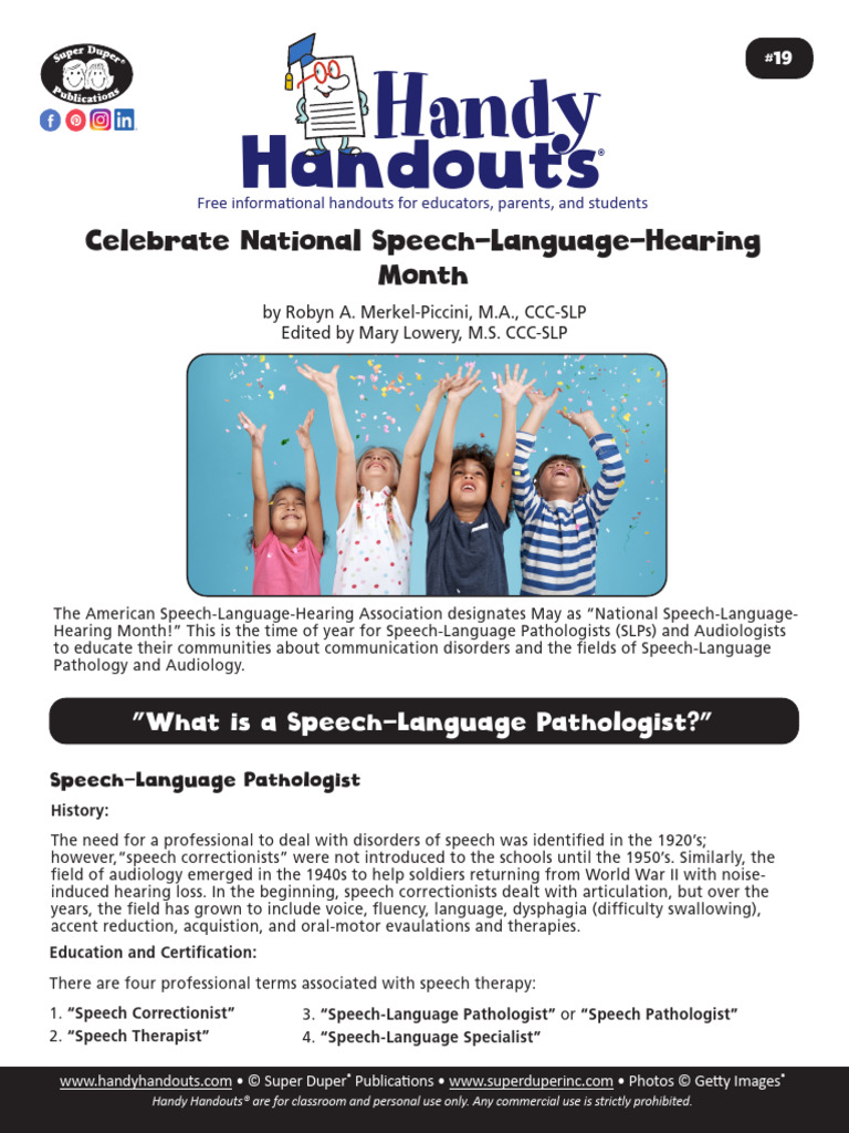 Celebrate National Speech-Language-Hearing Month (#19) | PDF | Health ...