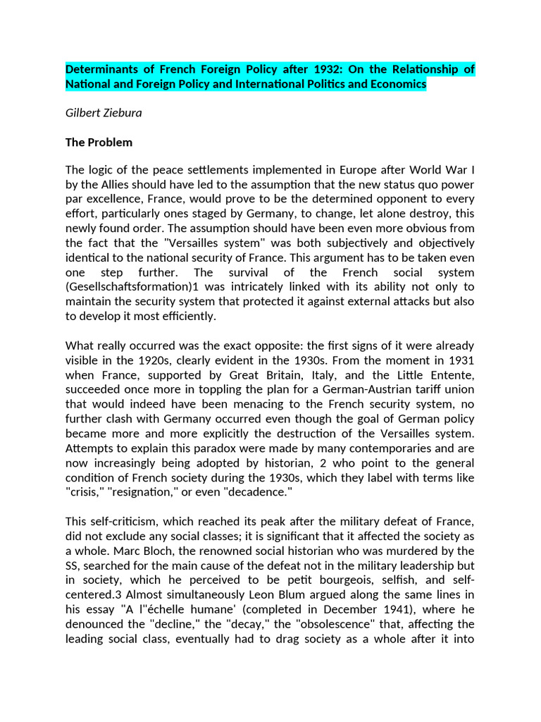 Determinants of French Foreign Policy After 1932 | PDF | Government ...