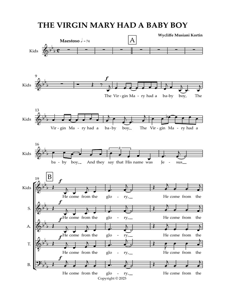 Virgin Mary Had a Baby Boy Sheet Music | PDF