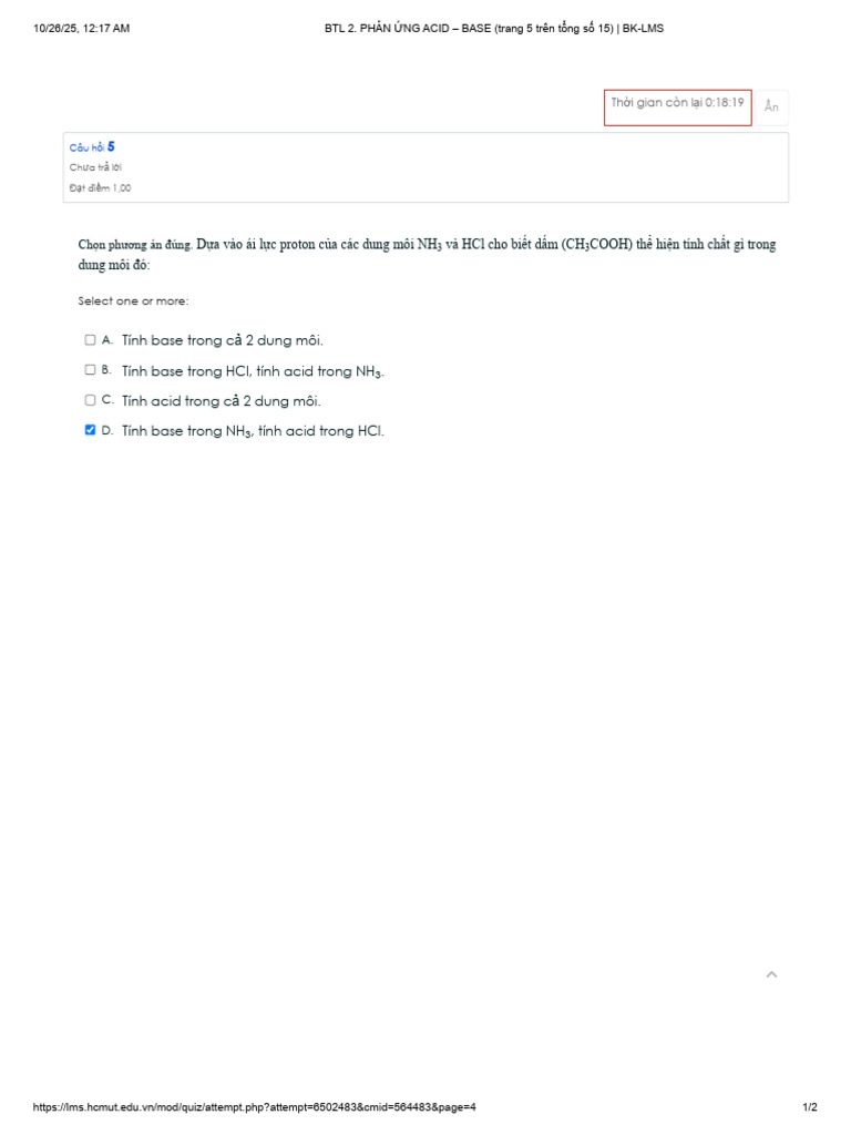 Btl 2. Phản Ứng Acid - Base (Trang 5 Trên Tổng Số 15) - Bk-lms | PDF