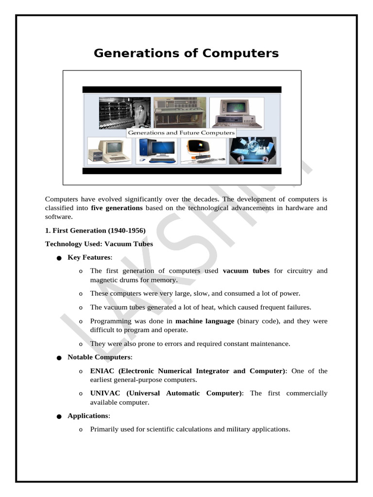 Evolution of Computer Generations | PDF | Integrated Circuit | Personal ...