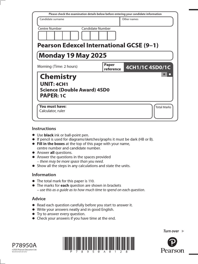 Edexcel GCSE Chemistry Exam Paper P78950A | PDF | Phosphate | Hydroxide