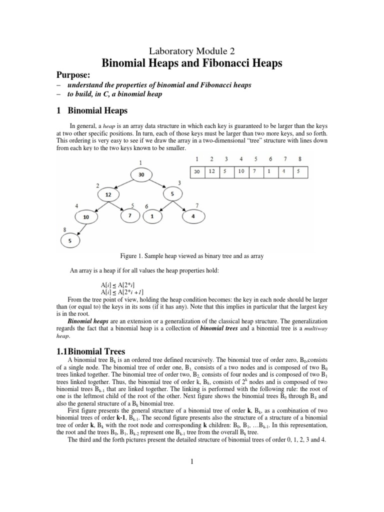 Lab 2. Binomial Heaps and Fibonacci Heaps | PDF | Algorithms And Data Structures | Theoretical ...