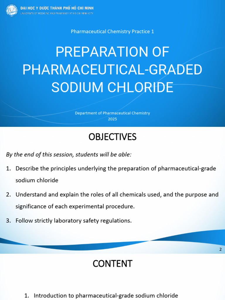 (Slide) Prep of Pharmaceutical-Graded NaCl VFN | PDF | Sodium Chloride ...