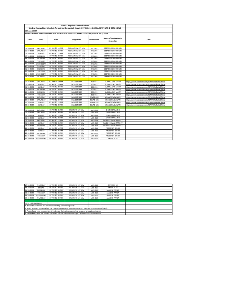 Bca - New, Mca New & Pgdca New Fresh Counselling Scheduled July-2024 | PDF