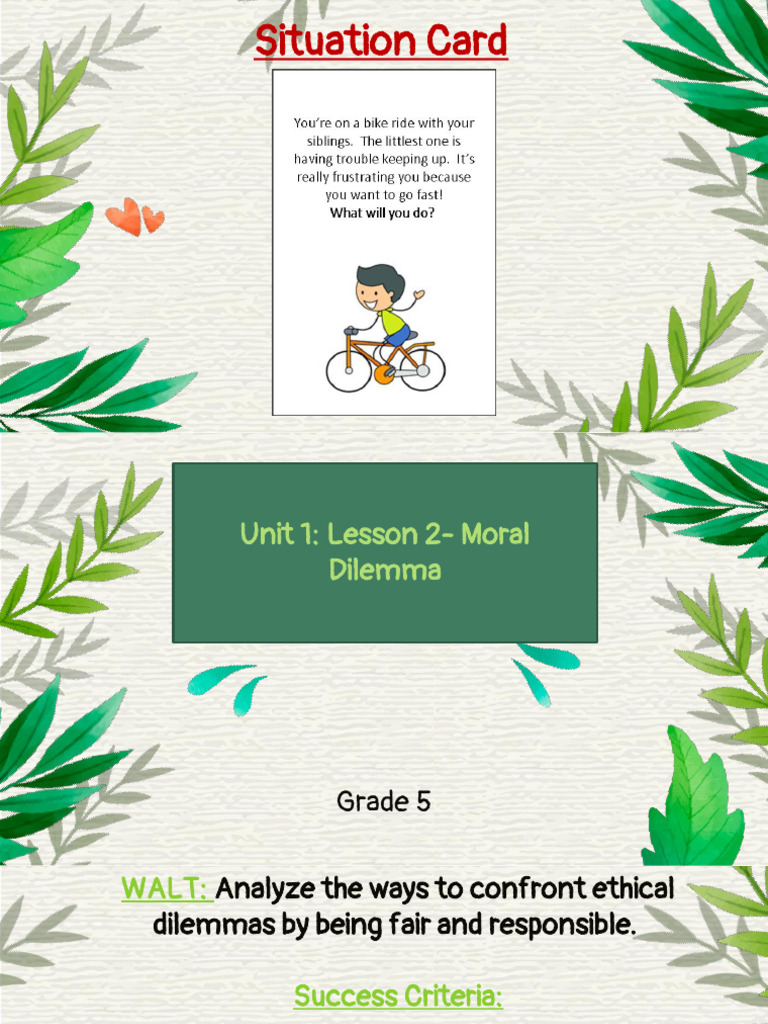 Grade 5 Moral Dilemma Lesson Plan | PDF