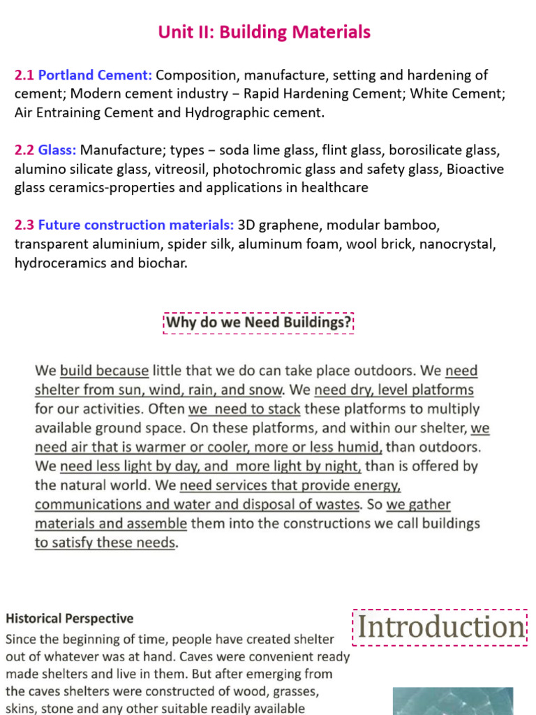 Unit 2 Building Materials | PDF | Graphene | Carbon