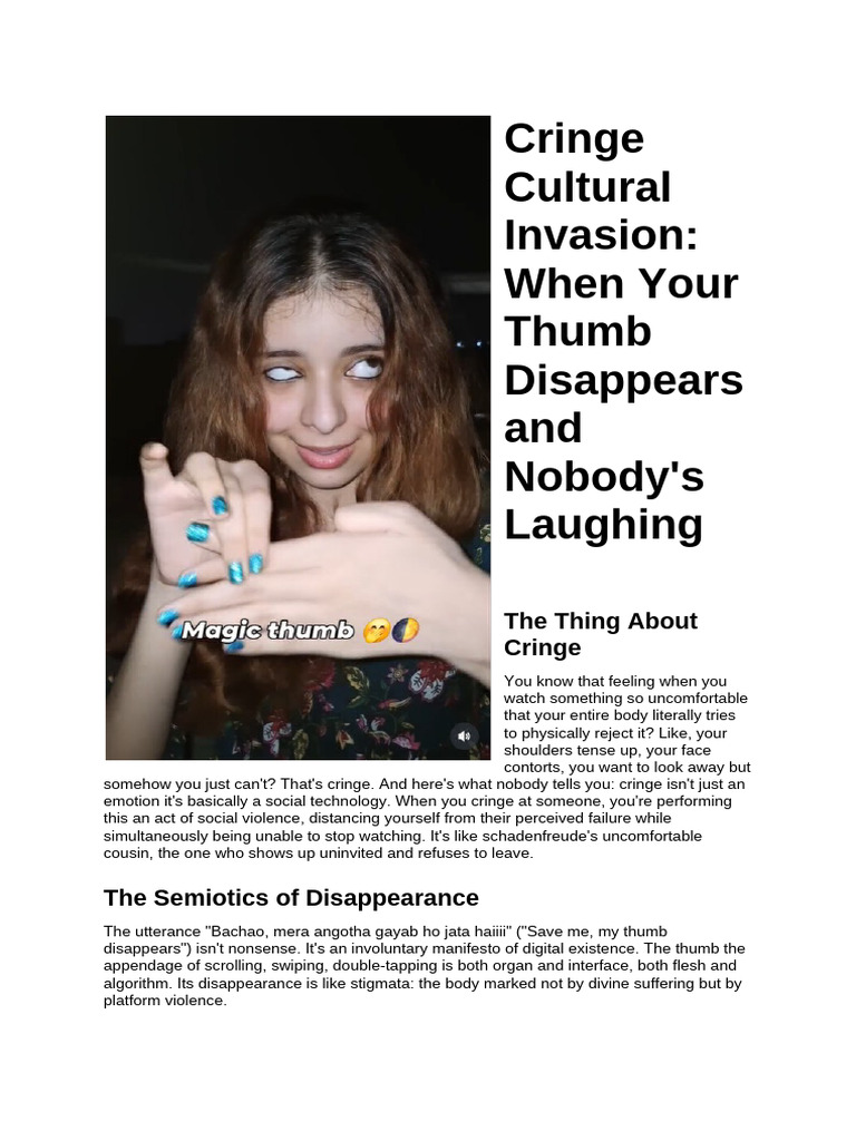 The Thumb the Cringe | PDF | Social Stigma | Marx's Theory Of Alienation