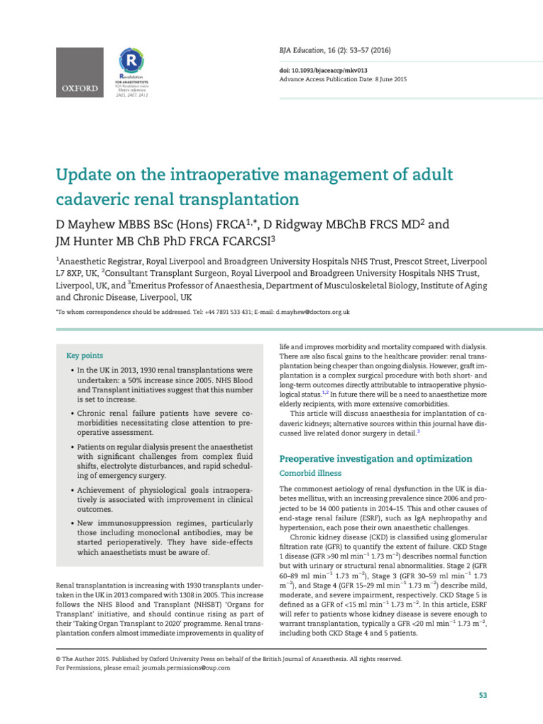 Update On The Intraoperative Management of Adult C | PDF | Chronic ...