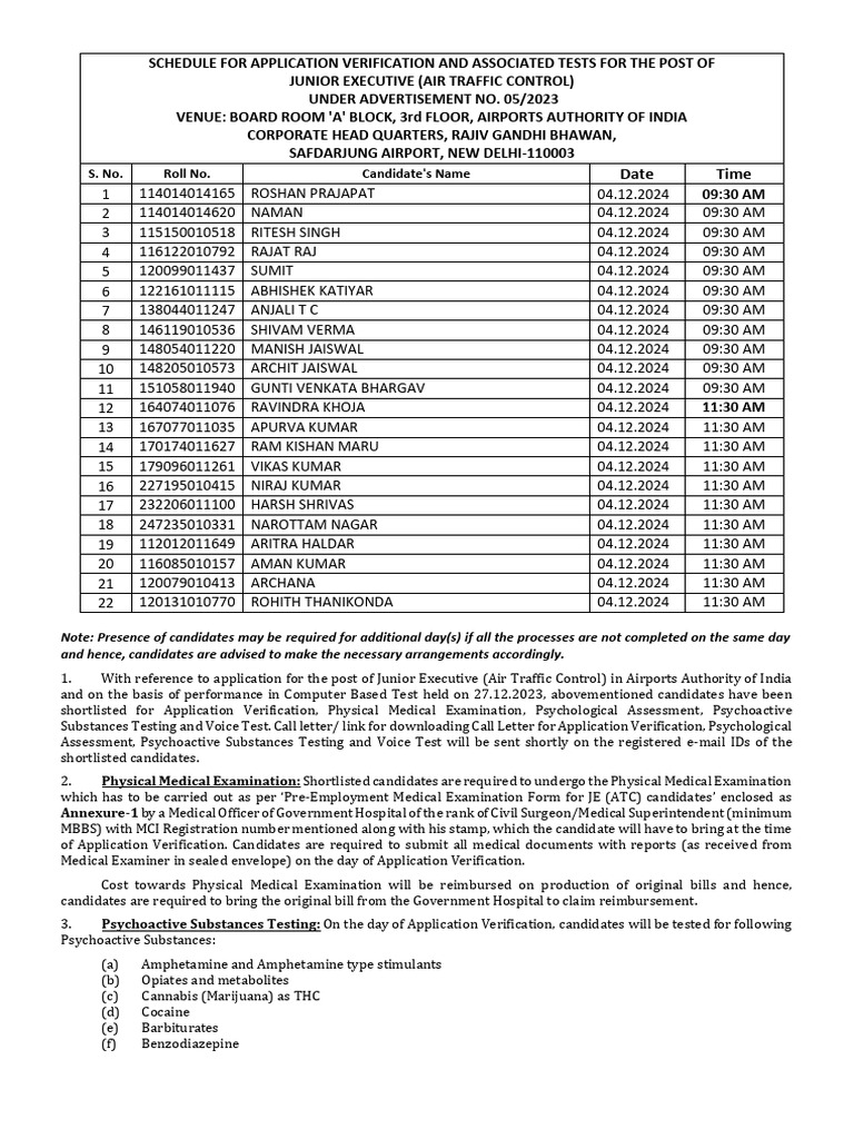 Junior Executive ATC Application Verification | PDF | Visual Acuity ...