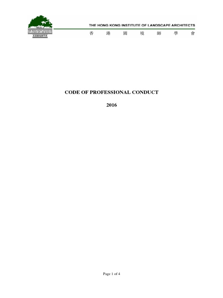 Hong Kong Landscape Architects Code of Conduct | PDF | Employment | Justice