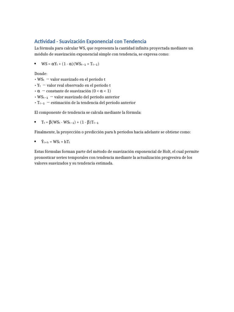 Suavizacion Exponencial Tendencia | PDF