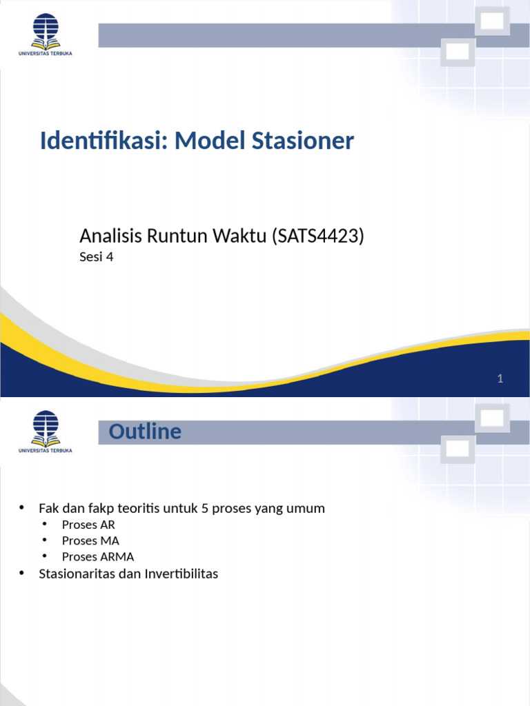 Sesi 4 - Identifikasi Model Stasioner | PDF