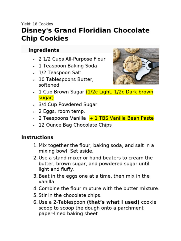 Disney S Grand Floridian Choc Chip Cookie | PDF
