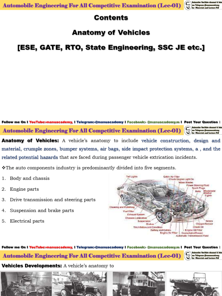 AE Lec-01 Anotomy of vehicles | PDF | Steering | Mechanical Engineering