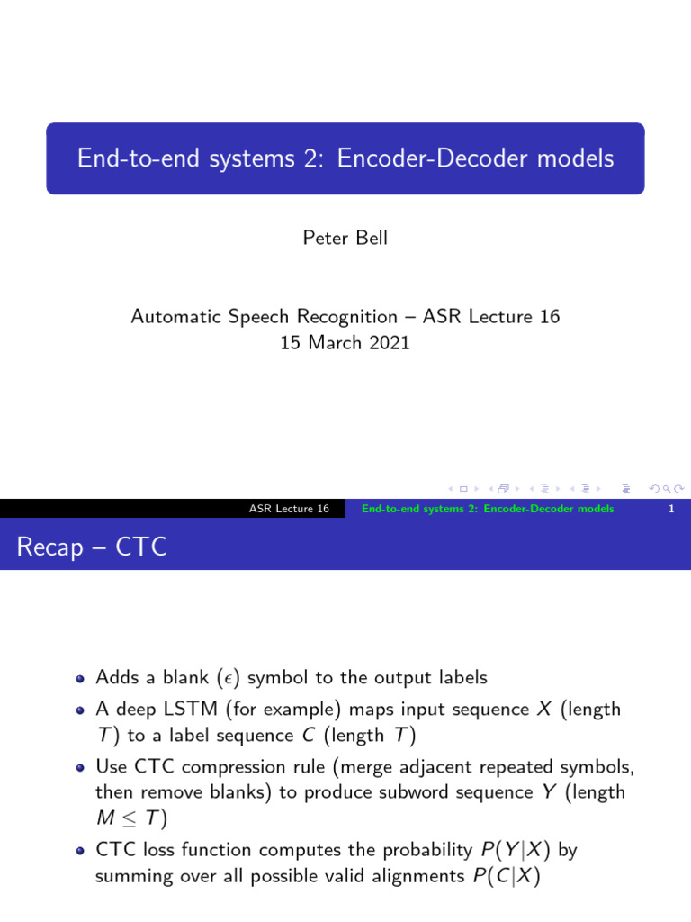 Asr17 E2e | PDF | Speech Recognition | Learning