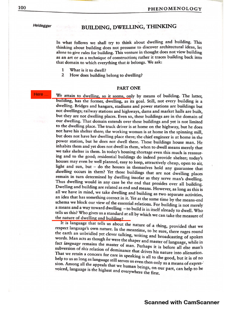 Heidegger Building Dwelling Thinking | PDF