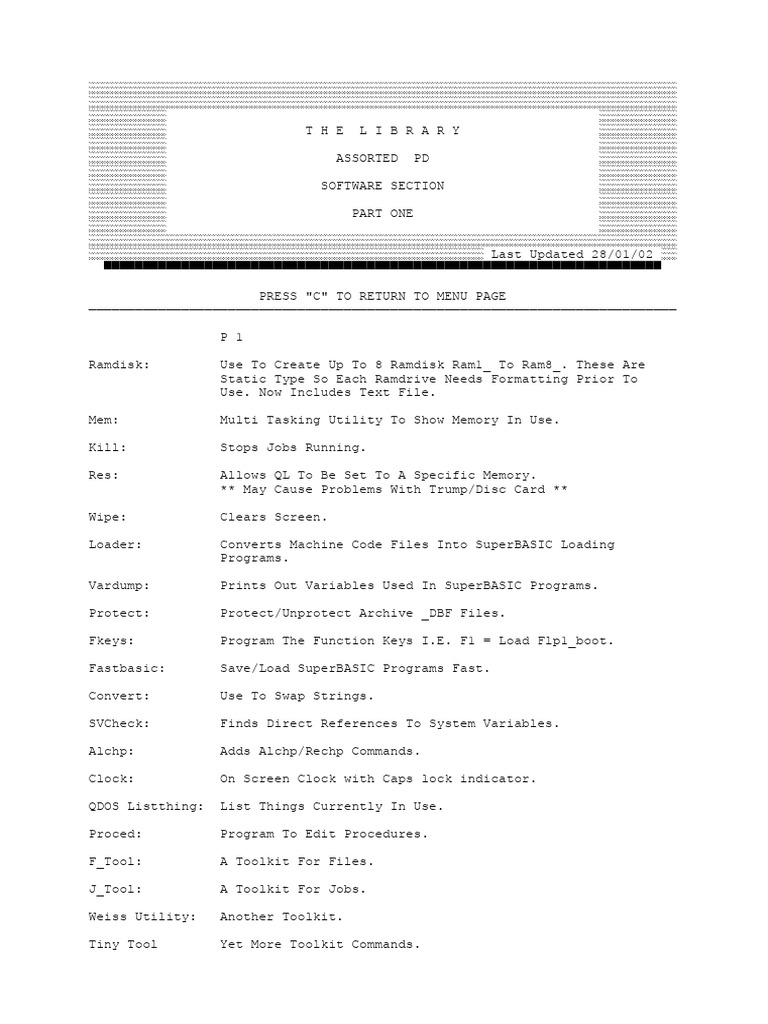 QL Software Utilities and Games List | PDF | Zip (File Format ...
