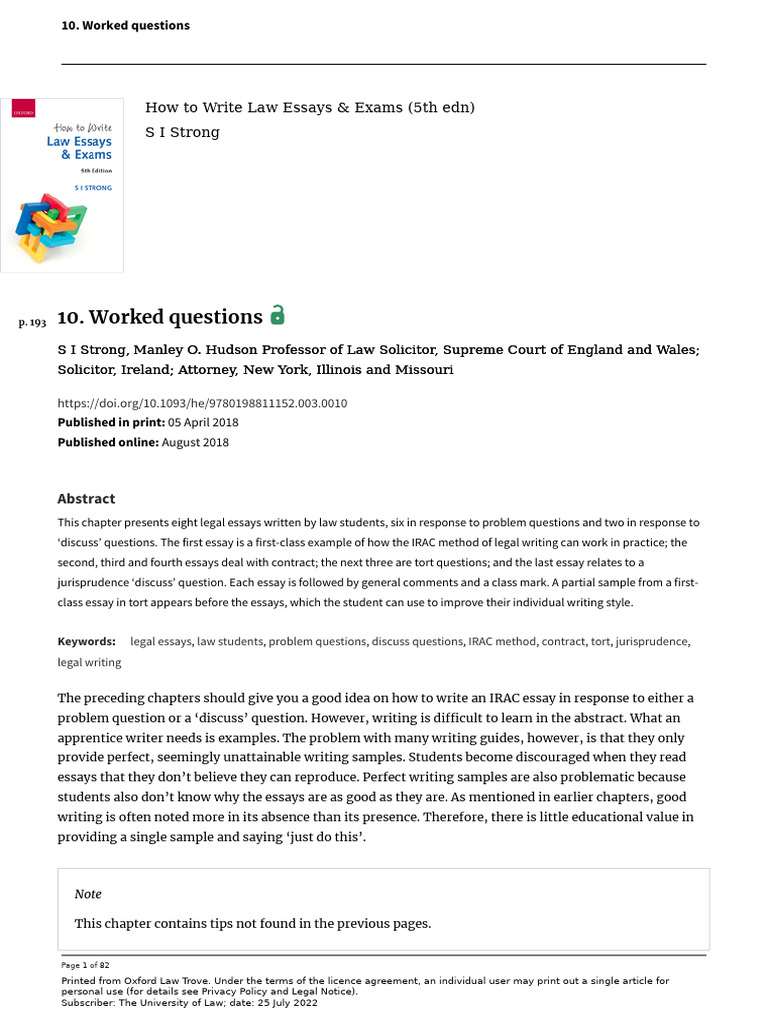 Worked Questions Chapter 10 | PDF | Negligence | Duty Of Care