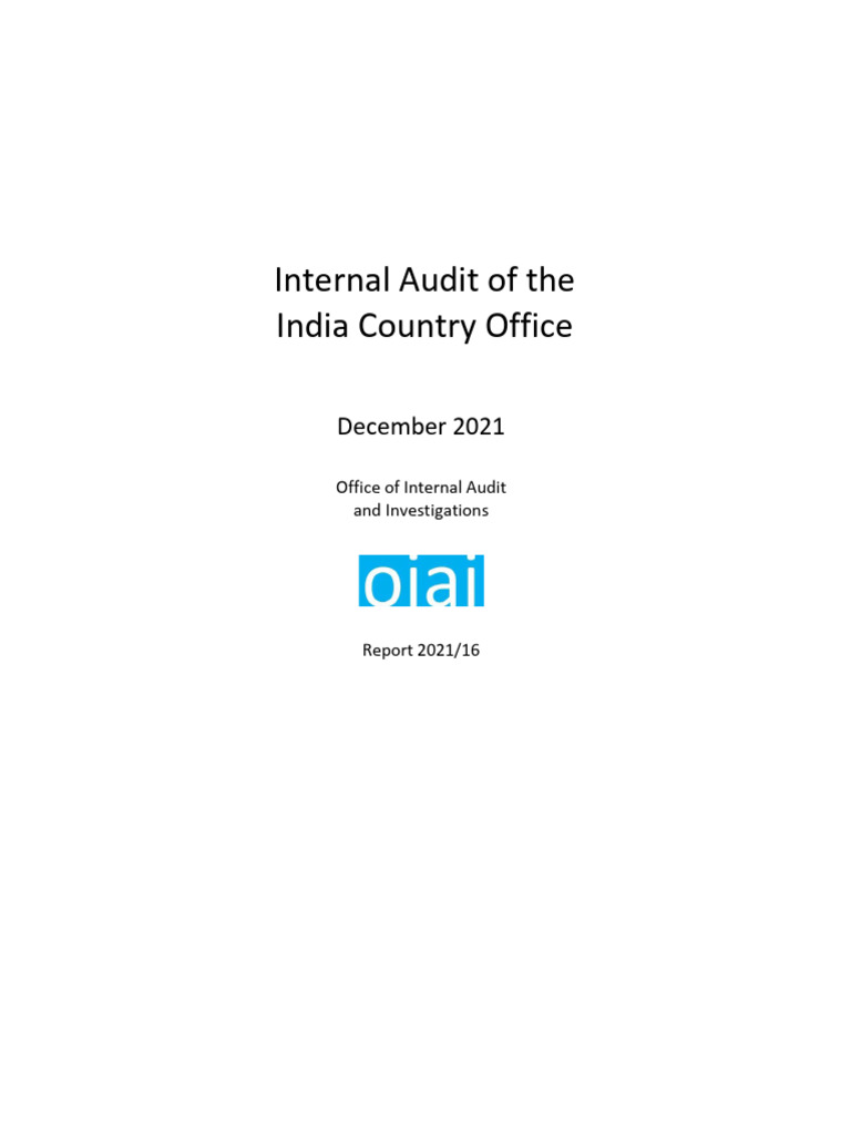 2021 OIAI Audit Report India Country Office | PDF | Audit | Internal Audit