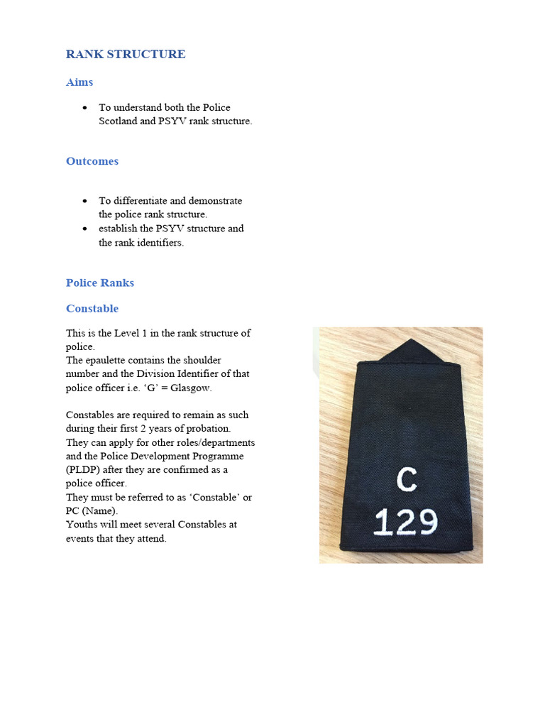 Police Scotland Rank Structure Overview | PDF | Constable | Inspector