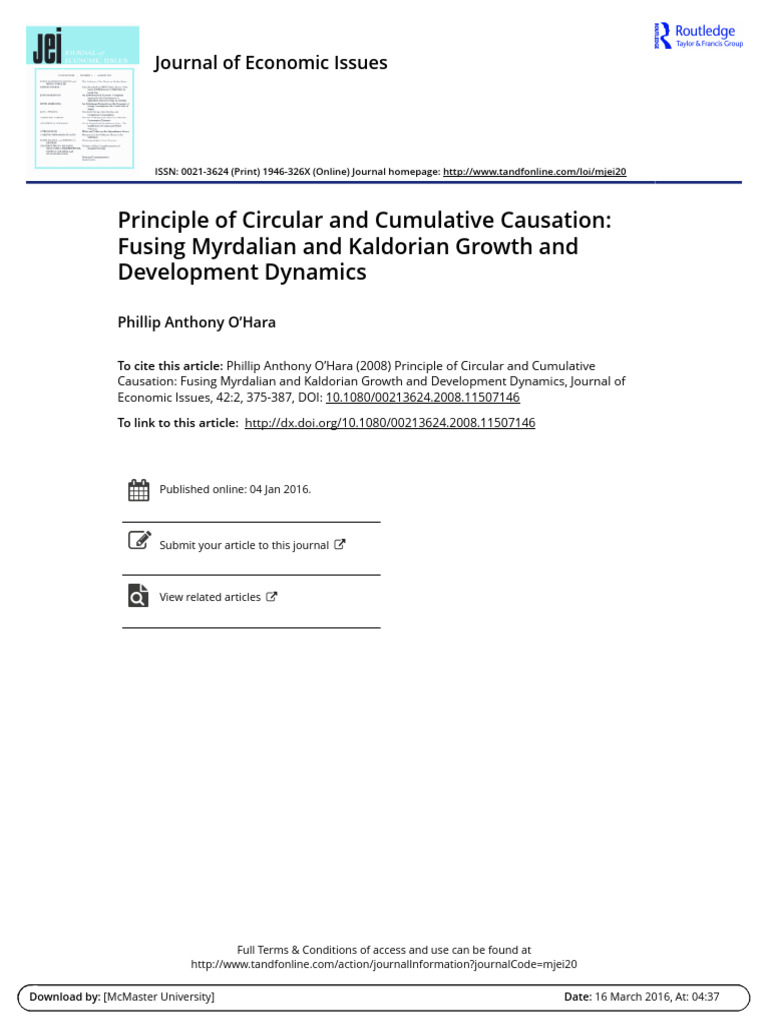 Principle of Circular and Cumulative Causation | PDF | Economies ...