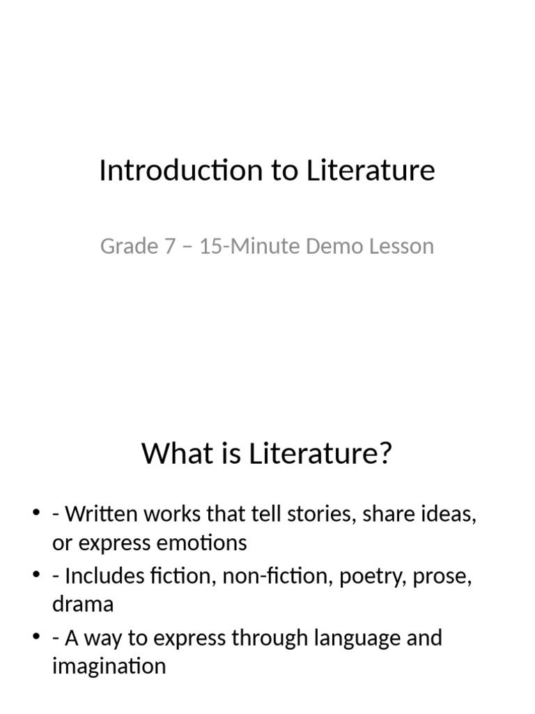 7th Grade Literature Demo Lesson | PDF
