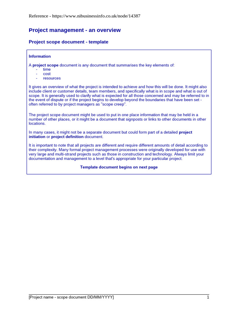 Project Scope Document Template | PDF | Project Management | Customer ...
