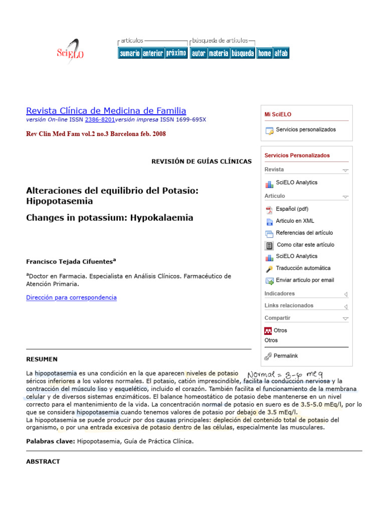 Hipopotasemia | PDF | Potasio | Química