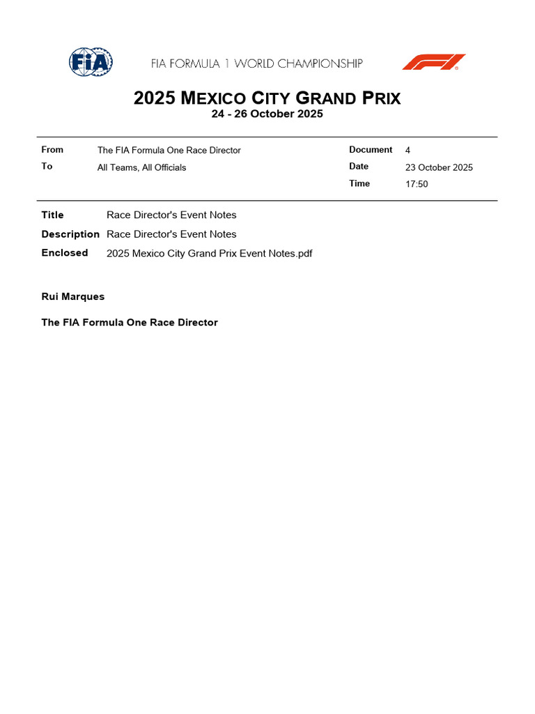 2025 Mexico City Grand Prix Event Notes | PDF | Formula One | Auto Racing