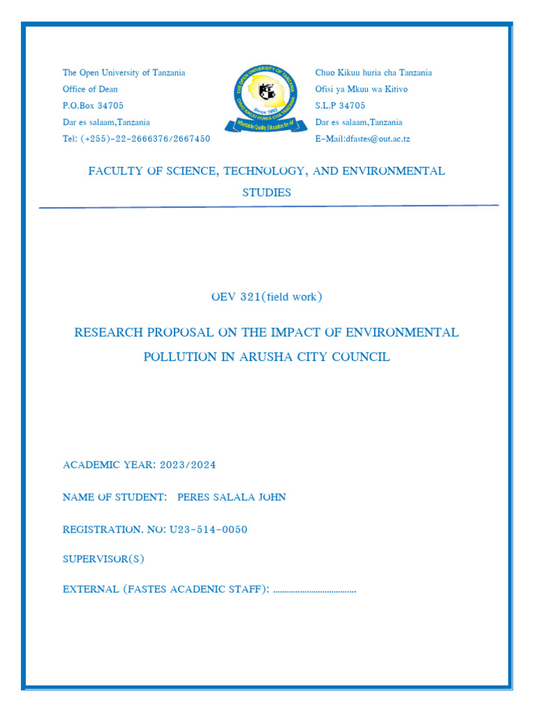 The Impact of Environmental Pollution in Arusha Municipal. | PDF
