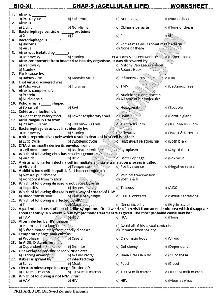Acellular Life: Virus Worksheet | PDF | Virus | Reverse Transcriptase