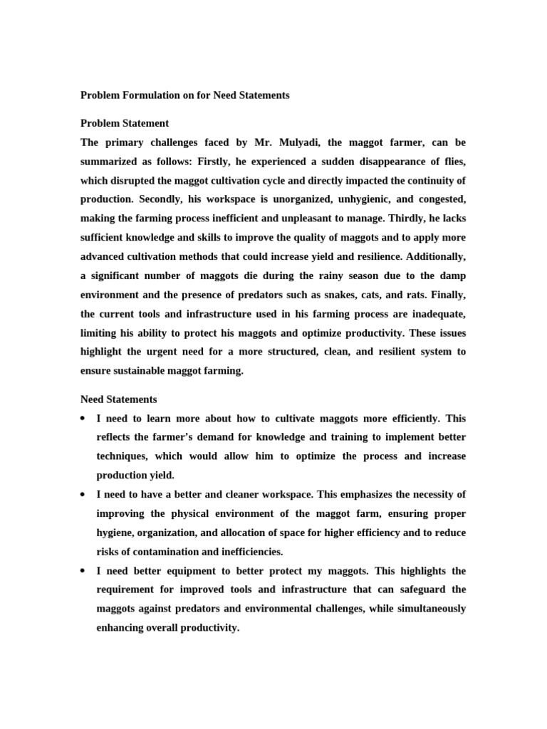 Problem and Need Statements | PDF