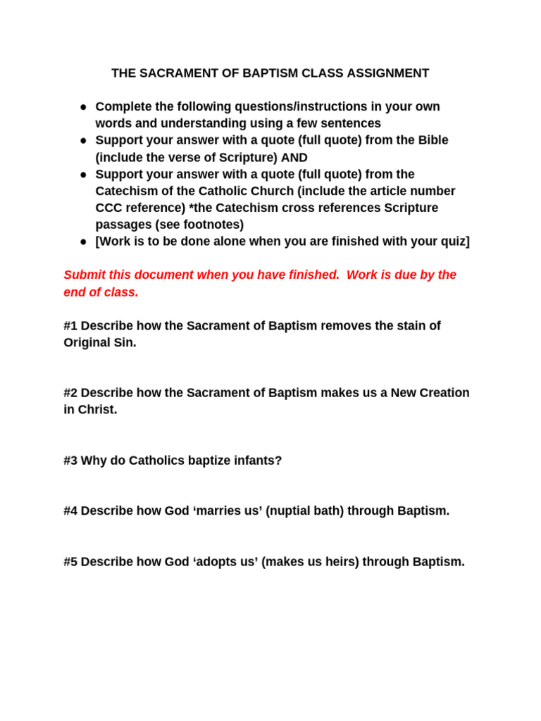 The Sacrament of Baptism | PDF