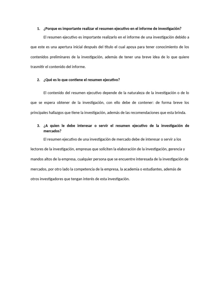 Importancia del Resumen Ejecutivo en Informes | PDF