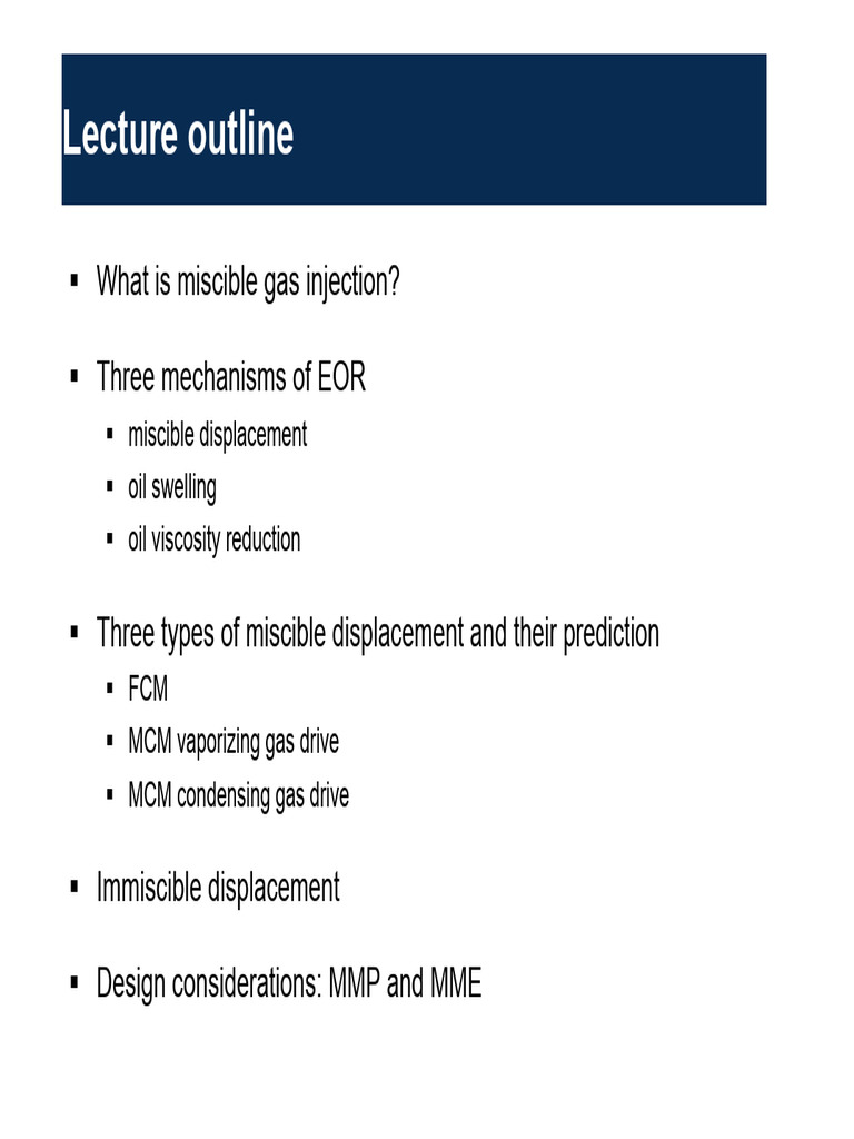 Understanding Miscible Gas Injection EOR | PDF | Enhanced Oil Recovery ...