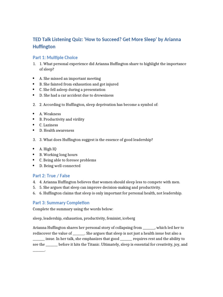 Ted Quiz Sleep | PDF