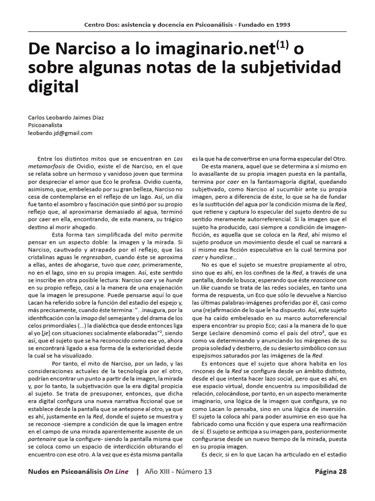 De Narciso A Lo | PDF | Jacques Lacan