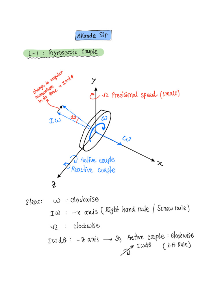 Gyroscopic Couples and Angular Momentum Analysis | PDF | Classical ...