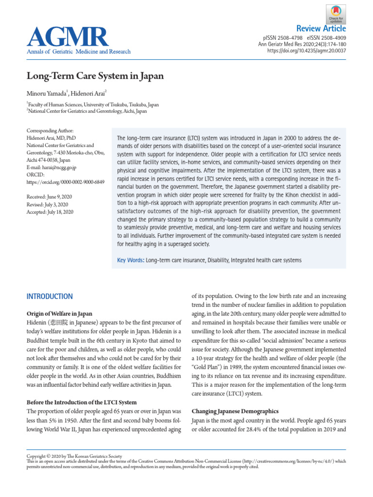Long-Term Care System in Japan | PDF | Long Term Care | Geriatrics