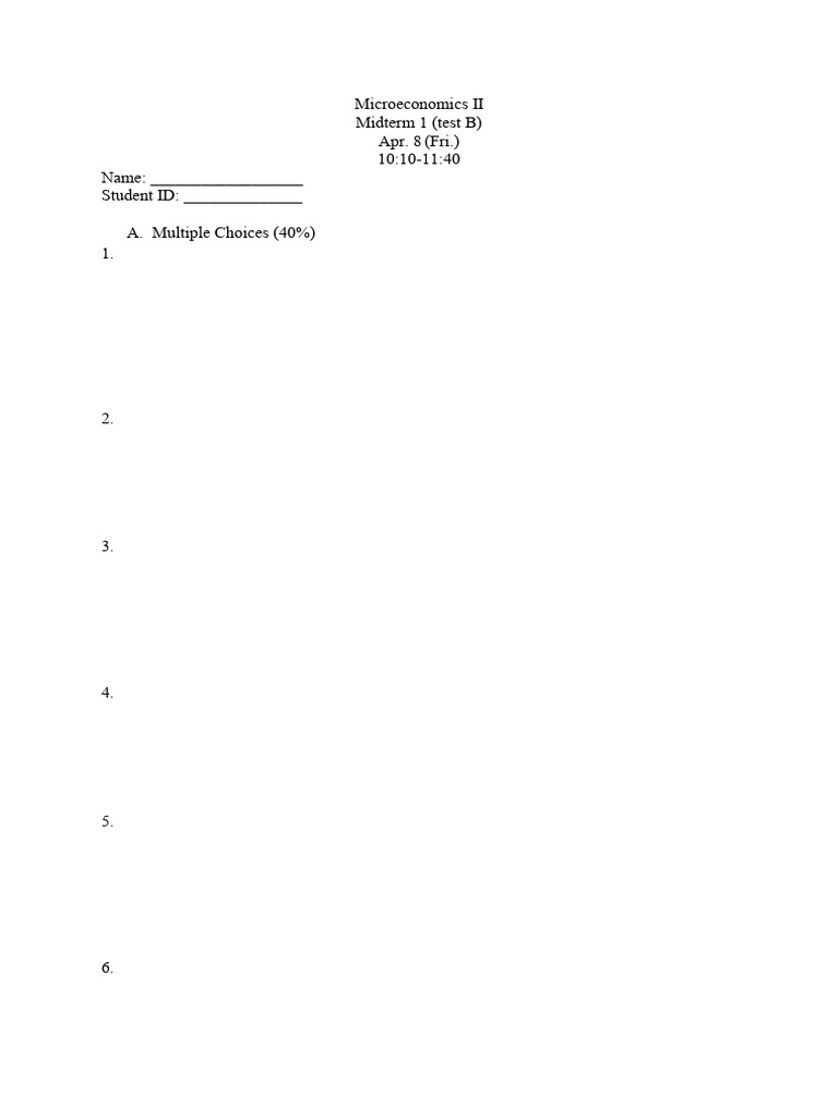 Microeconomics II Midterm Exam Overview | PDF | Economic Surplus | Taxes