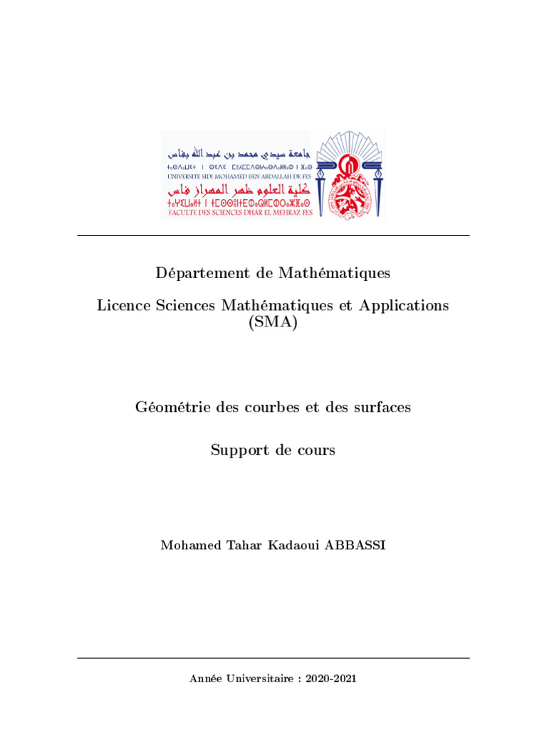 Géométrie des courbes et surfaces en SMA | PDF | Base (algèbre linéaire ...