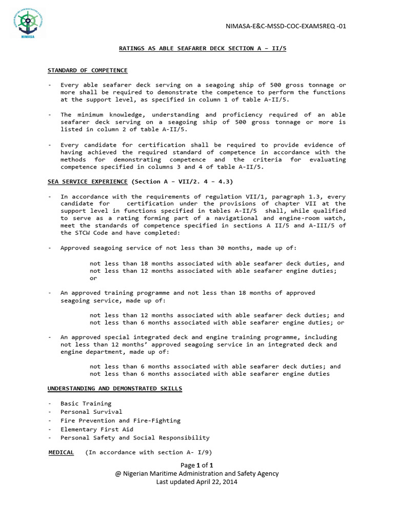 Able Seafarer Deck Certification Guide | PDF | Sailor | Shipping