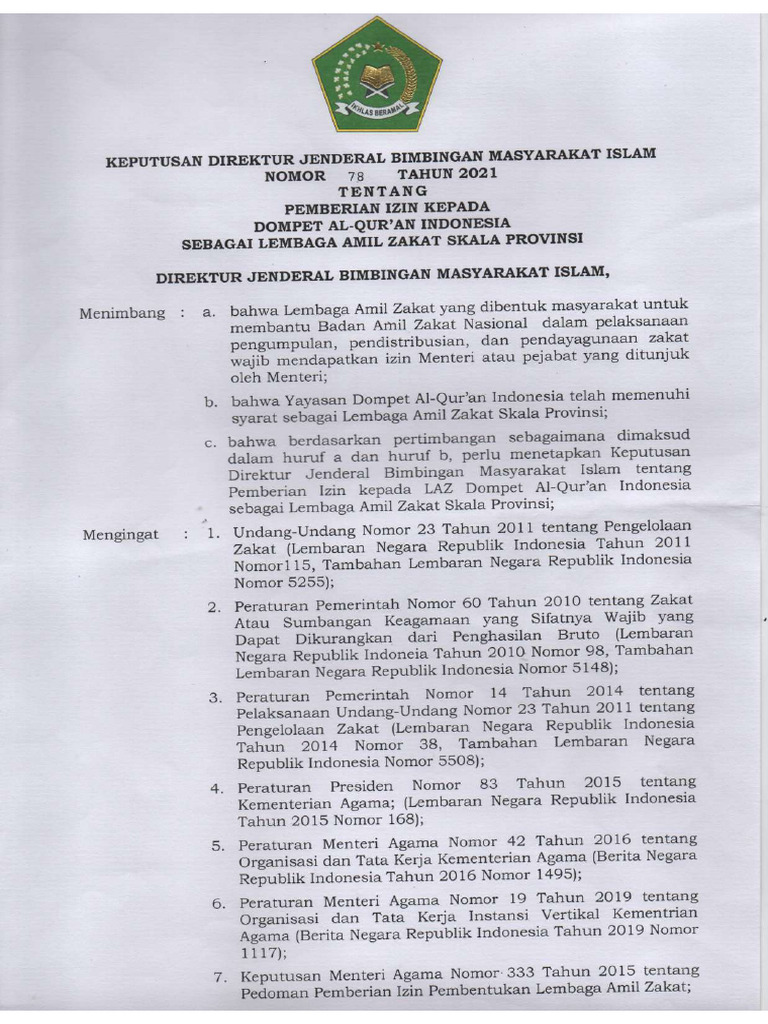 Sk Laz Bimas Kemenag | PDF