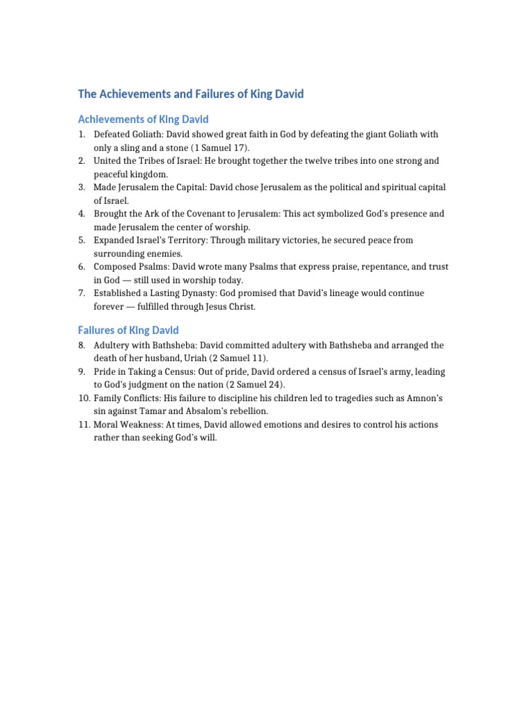 King David's Achievements and Failures | PDF